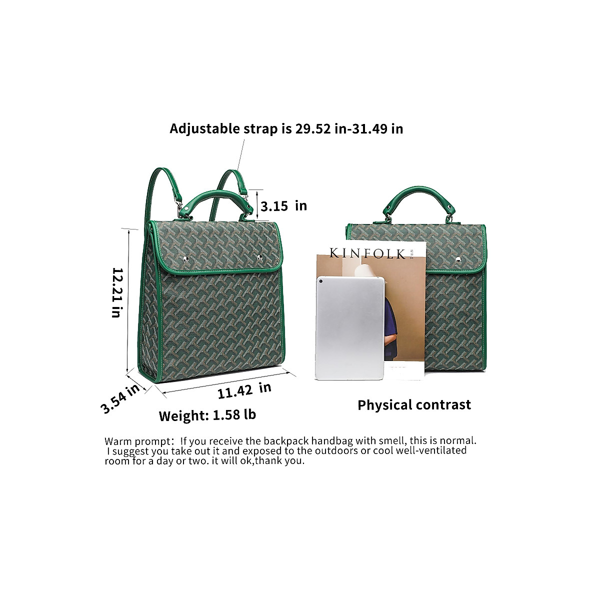 SELF FIND Backpack Purse for Women Fashion Designer Travel Backpack Vegan Leather Shoulder Bags for College Work Gift(Green)