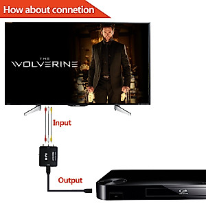 HDMI to RCA, 1080p HDMI to AV 3RCA CVBs Composite Video Audio Converter Adapter Supports PAL/NTSC for TV Stick, Roku, Chromecast, Apple TV, PC, Laptop, Xbox, HDTV, DVD-Black