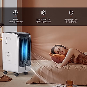GOFLAME Evaporative Air Cooler, Bladeless Fan with 3 Mode and 3 Wind Speed Settings, Air Humidifier with 6L Water Tank, Quiet Operation, 8-hour Time Setting w/Remote Control, Ideal for Home and Office