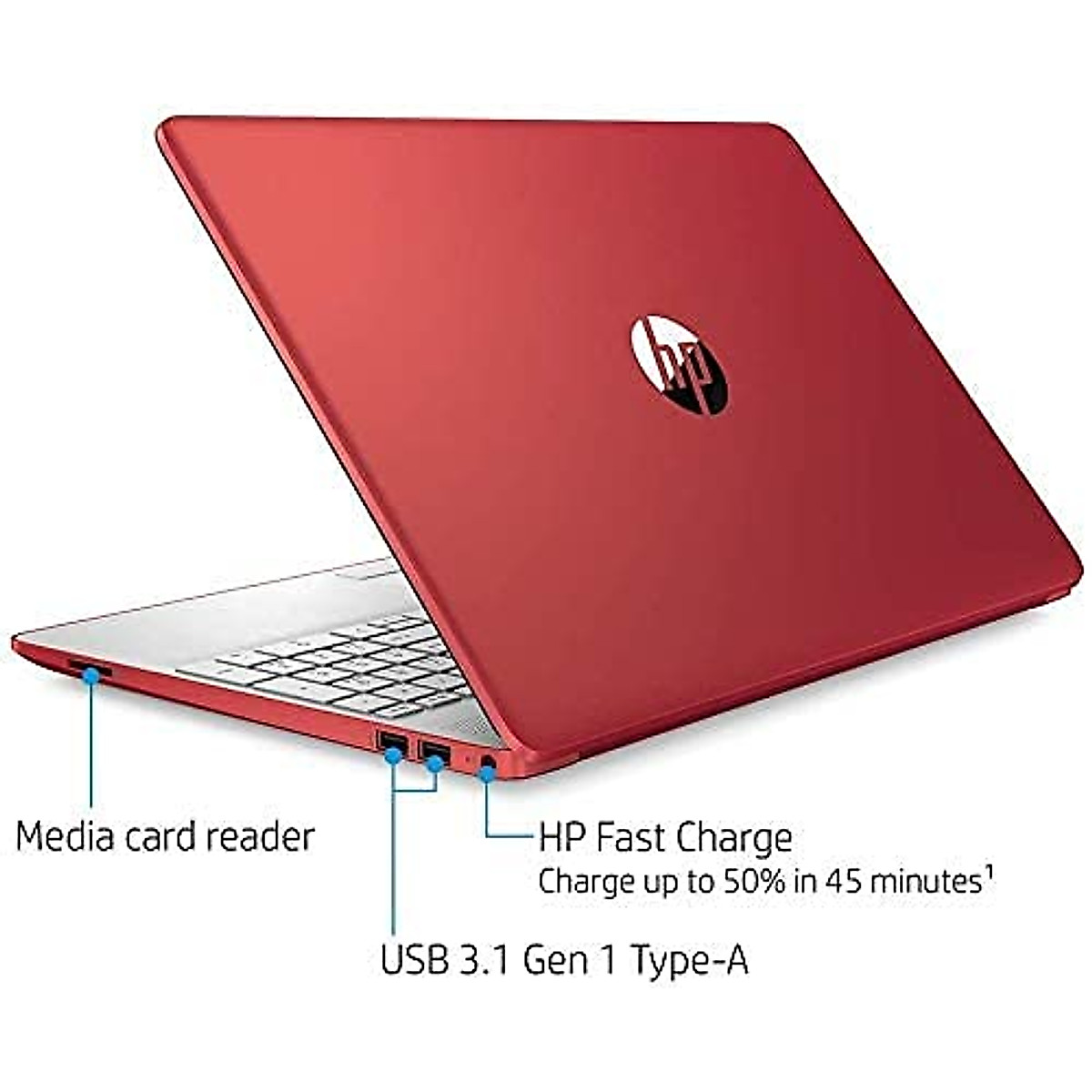 HP 2021 15.6" HD WLED Laptop, Intel Pentium Gold 6405U Dual-Core Processor, 4GB RAM, 128GB SSD, HDMI, Webcam, Intel UHD Graphics 605, Bluetooth, Wi-Fi, Windows 10 S, Red , with SKYPC 2Weeks Support