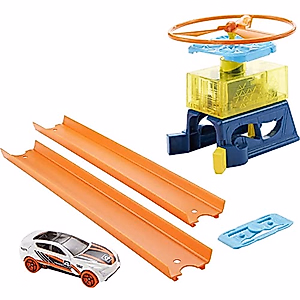 Hot Wheels Track Builder Playset Drone Lift-Off Pack, 6 Component Parts, Includes 1:64 Scale Toy Car