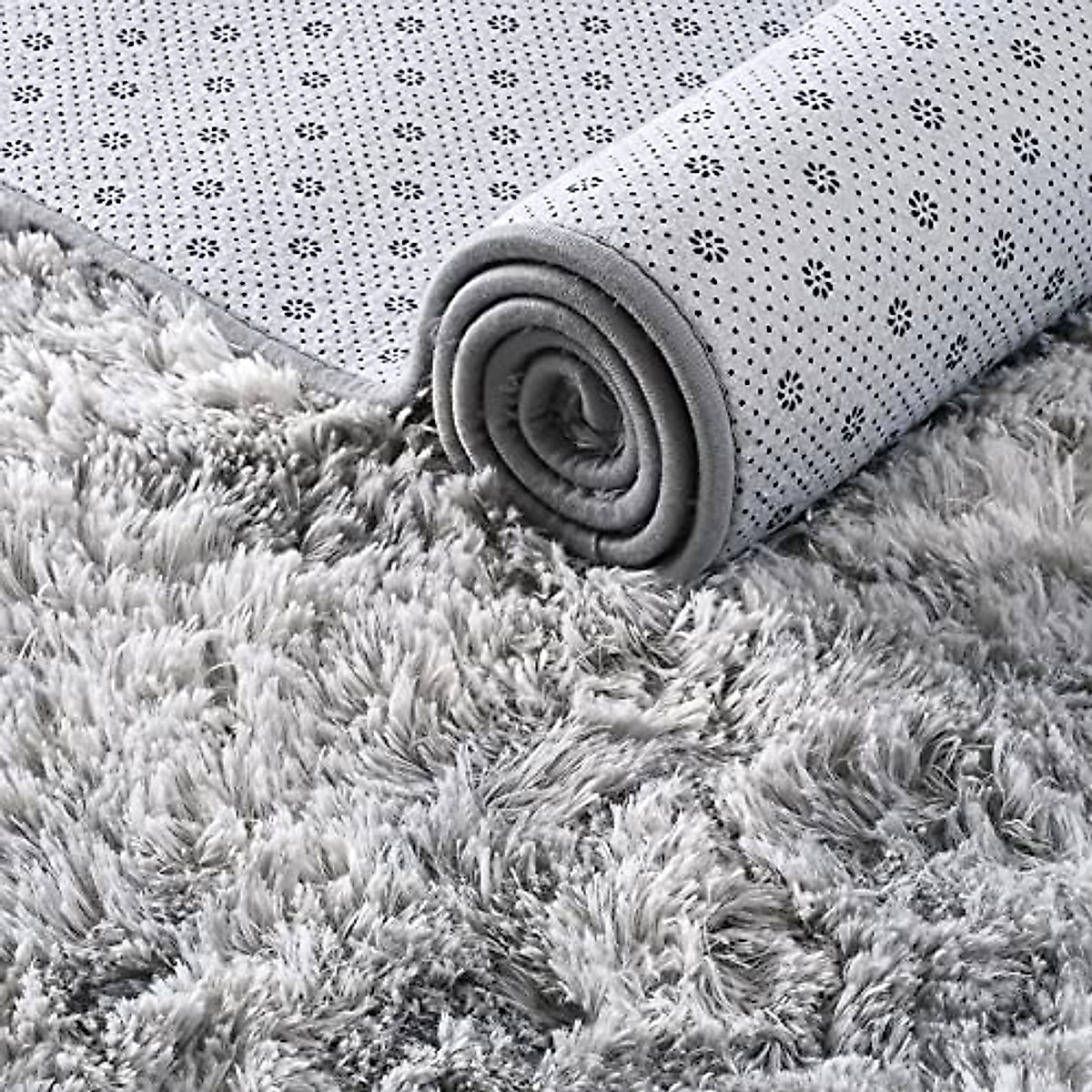 ISEAU Rugs for Living Room Ultra Soft Shag Area Rug 4'x6' Carpet for Bedroom, Non-Slip Fluffy Dorm Rug for Kids Room Home Decor, Light Grey