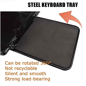 Underdesk Keyboard/Mouse Tray, Under Desk Tray Slide Out, Made of Metal Steel, Reserve Pen Tray, Steel Keyboard Tray Can Rotate 360°, Ordinary Model/Mold Beam Model
