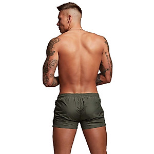 TONLEN Mens Swimwear Sports Shorts Swim Trunks with Zipper Pockets (US, Alpha, Large, Regular, Regular, Army Green)