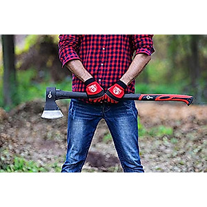INTERTOOL 36” Wood Chopping Axe, 2.8 Lbs, Long Tree Felling Ax, Firewood Cutting, Shock Absorbing Fiberglass Anti-Slip Handle with Blade Cover HT-0264