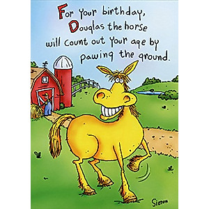 Douglas The Horse Funny Birthday Card