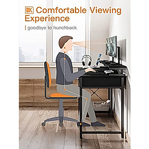 ODK Computer Desk with Drawers, 48 Inch Office Desk with Storage & Shelves, Work Writing Desk with Monitor Stand Shelf, Black Home Office Desks for Small Spaces