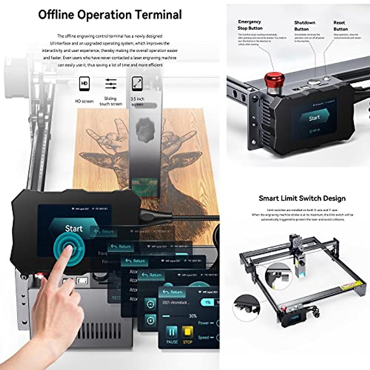 ATOMSTACK X7 Pro 50W Laser Engraver, Laser ingravor Cutter, 10W Output Power CNC Laser Engraver Cutting Machine, Eye Protection Fixed-Focus, DIY Laser Marking for Wood and Metal, 400x410mm