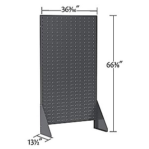 Akro-Mils 30661 Louvered Steel Single Sided Floor Rack Garage Organizer for Mounting AkroBin Storage Bins, (36-Inch L x 13-Inch W x 66-Inch H), Grey