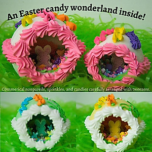 Retro-Style Panoramic Sugar Easter Egg, single; scene inside, perfect for Easter basket, centerpiece, or child gift