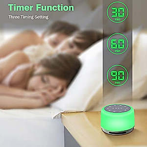 Sleep Sound Machine 24 Natural Soothing Sounds 7 Color Breathing Lights and Night Light with Timer Memory Feature Rechargeable Portable White Noise Machine for Baby Kids Adults