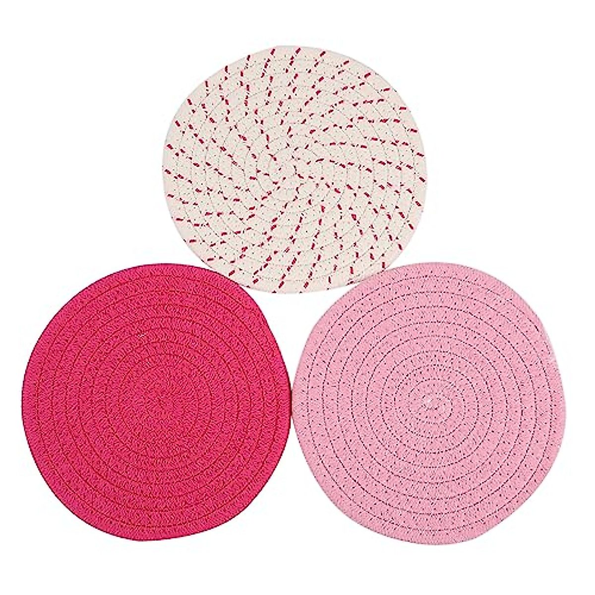 Circle Placemats 3pcs Pad Coaster Table Placemats Coffee Drink Woven Placemats Jute Rope Coaster Cup Round Dining Table Mats Cup Pad Handmade Dining Mat Dining Table