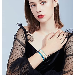 Jewdreamer 12Pcs 8mm Semi-Precious Gemstone Bracelet Healing Crystal Stone Beaded Bracelets for Women Men Unisex Adjustable Bead Stretch Bracelets Set