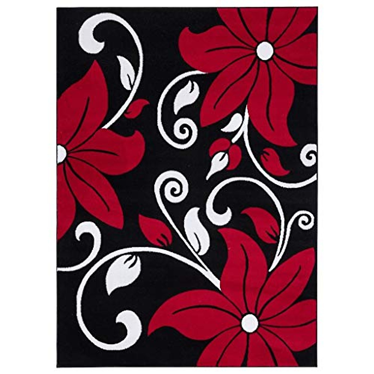 LUXE WEAVERS 9242 Victoria Modern Red Floral Area Rug 8x10, Medium Pile, Stain-Resistant Rug