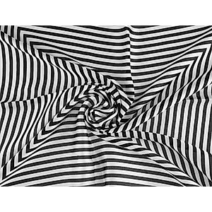 Allegra K 70cm Women Stripe Print Square Scarves Kerchief Neck Scarf Neckerchief Headband Black White