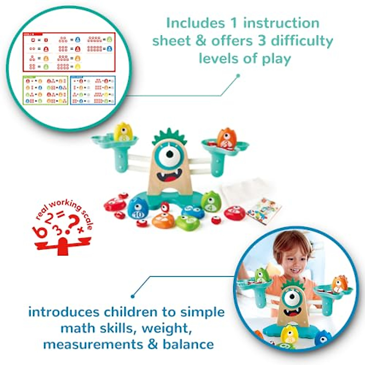 Hape Math Monster Scale Toy, STEAM Toy, L: 15, W: 7.1, H: 5.6 inch