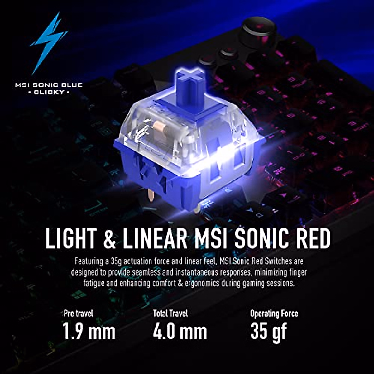 MSI Vigor GK71 Sonic Blue US Mechanical RGB Gaming Keyboard Sonic Blue Switches