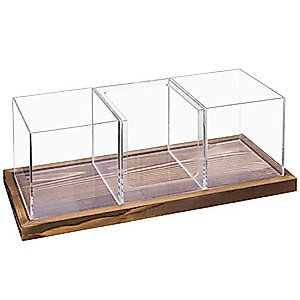 MyGift Acrylic Coffee & Tea Station Organizer with Wood Tray
