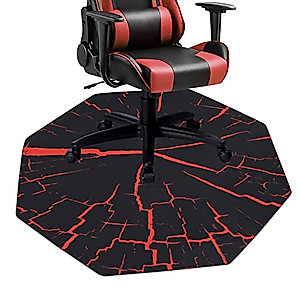 HiiARug Chair Mat for Hardwood Floor Anti-Slip Office Chair Mat Carpeted Floor Protector Octagon Computer Chair Mat for Home Office Dorm Gaming Room(Octagon 47"x47", Black)