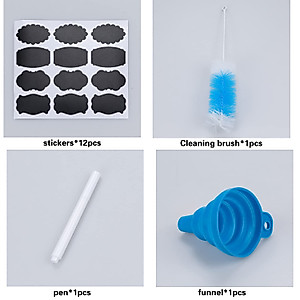 Fardtry With Flip, Condiment Extrusion Bottle, 16Oz Condiment, Controlled Condiment, 5 In Total, Very Suitable For Placing Condiments, With 12 Chalk Labels, 1 Silicone Funnel, 1 Pen, 1 Brush