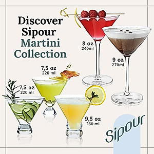 Martini Glasses Set of 4 (9.5 oz) – Cocktail Glasses for Any Drink – Elegant Cocktail Glasses for Hosting Parties – Hand-Blown Crystal Martini Glasses – Give a Fancy Martini Set Gift