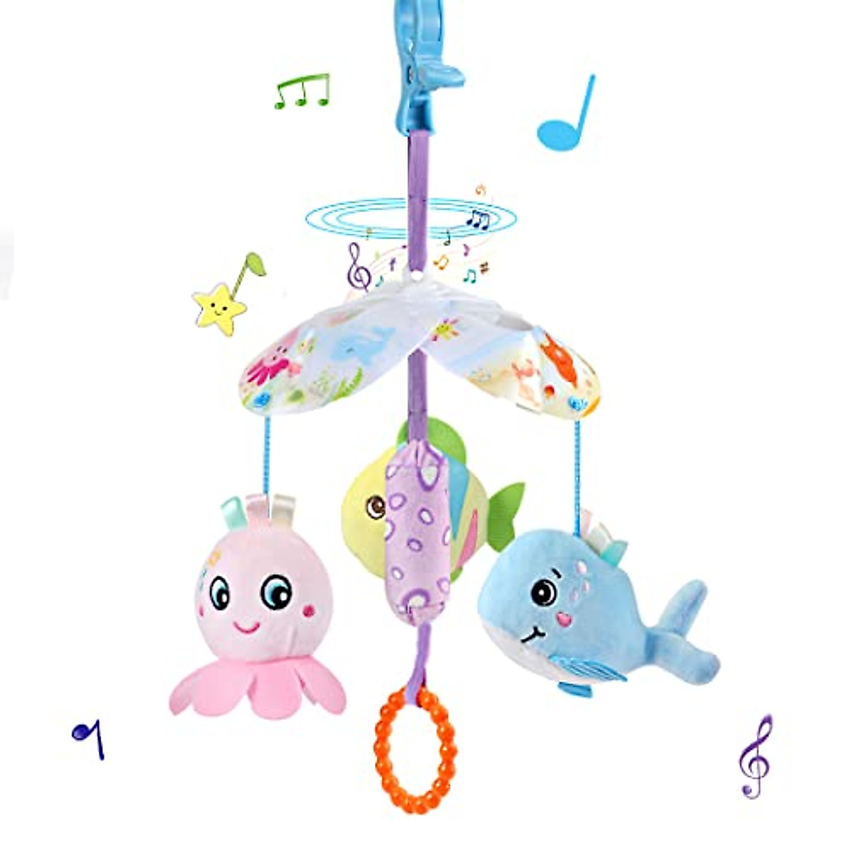 YOYIKER Baby Toys Stroller Toy Clip On Car Seat Toys for Infant, Babies Hanging Toy with Rattle for Toddlers Gift (Marine Animals)