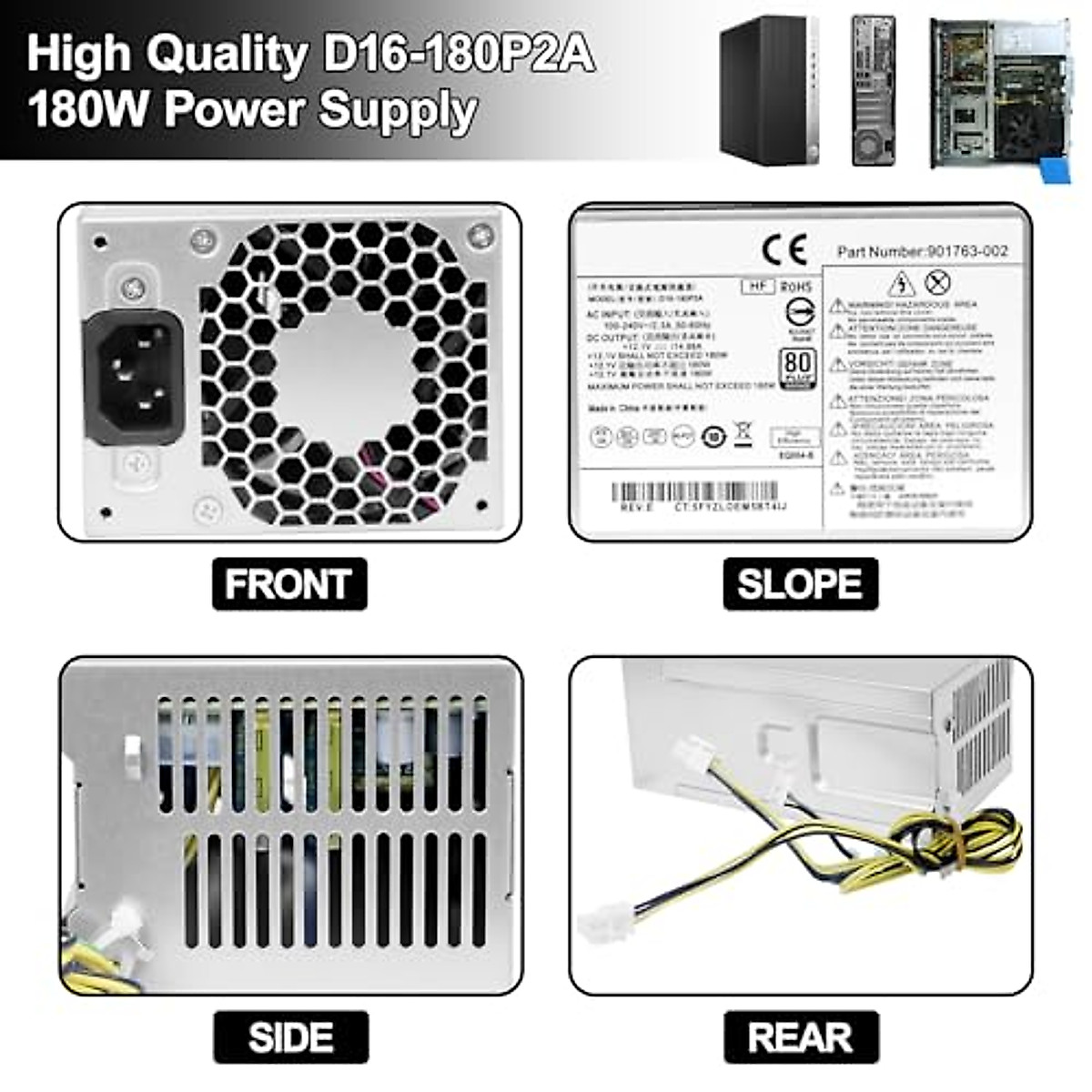 LXun D16-180P2A 180W Power Supply Compatible with HP ProDesk 800 G3 600 G3 SFF L08261-001 901763-002 901765-003 901761-003 901764-003 901763-001 901762-002 L08261-002 901771-004 901771-003 901771-002