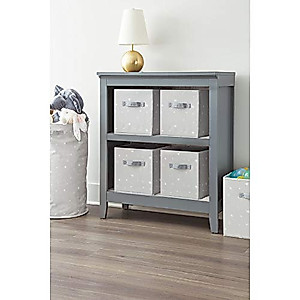 iDesign Star Fabric Storage Cube Bin, Small Basket Container with Dual Side Handles for Closet, Bedroom, Toys, Nursery - Gray