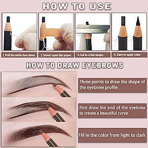 12 Piece Dark Brown Colour Waterproof Eyebrows Pencil Tattoo Makeup And Microblading Supplies Kit-Permanent Eye Brow Liners In Waterproof Eyebrow Pencils Peel - Brow Pencil Set For Marking(Dark Brown)