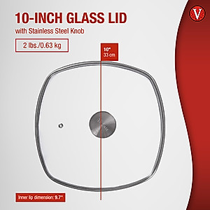 Victoria Square 10-Inch Glass Lid for Cast Iron Skillet or Pan, Custom Made for Only Victoria Brand, Diameter 9.7-Inch