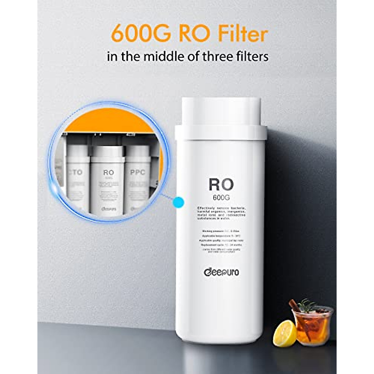 600 GPD RO Replacement Filter for Deepuro RO System WS6A/WS6B