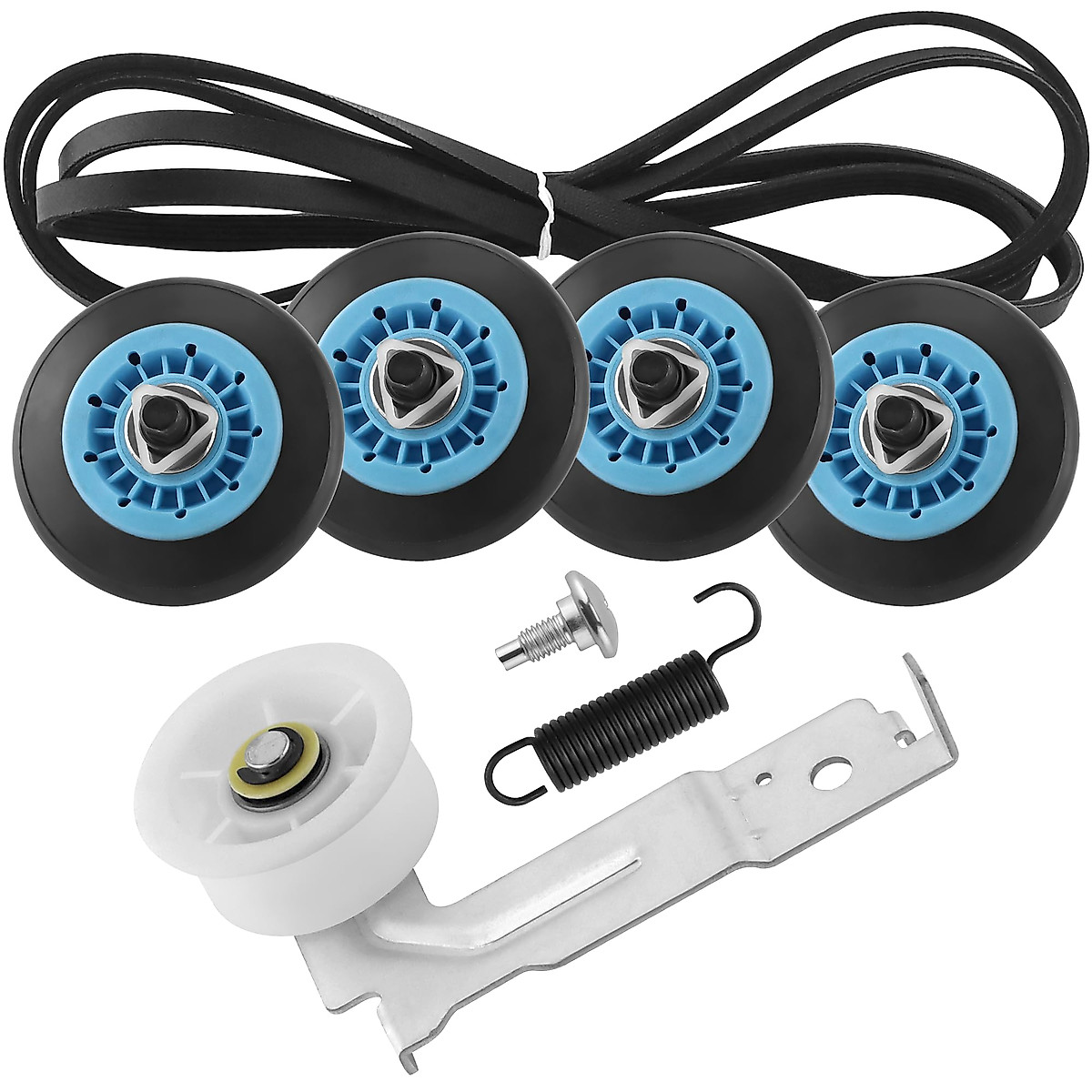 Upgraded Dryer Repair Kit DC97-16782A Dryer Roller Compatible with Samsung DV50K86EV/A3 DV40J3000EW/A2 DV42H5000EW/A3 Includes 6602-001655 Dryer Belt DC93-00634A Dryer Idler Pulley With Tension Spring