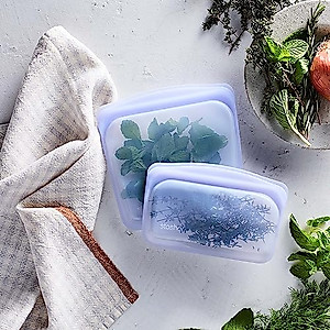 Stasher Reusable Silicone Storage Bag, Food Storage Container, Microwave and Dishwasher Safe, Leak-free, Snack, Clear