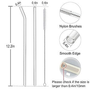 Replacement Straw Compatible with Stanley 40 oz Tumbler Straws, 6 Pcs Reusable Straws with Cleaning Brush, Long Glass Straw for Stanley Accessories, Clear