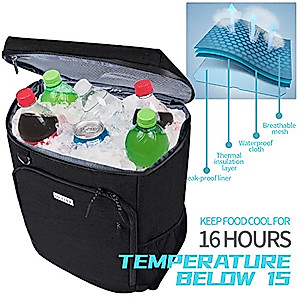 BAGLHER Cooler Backpack, 30 Can Insulated Backpack Cooler Leak Proof Lightweight Soft Cooler Bag with Compartment Waterproof Suitable for Beach, Hiking, Travel, Lunch