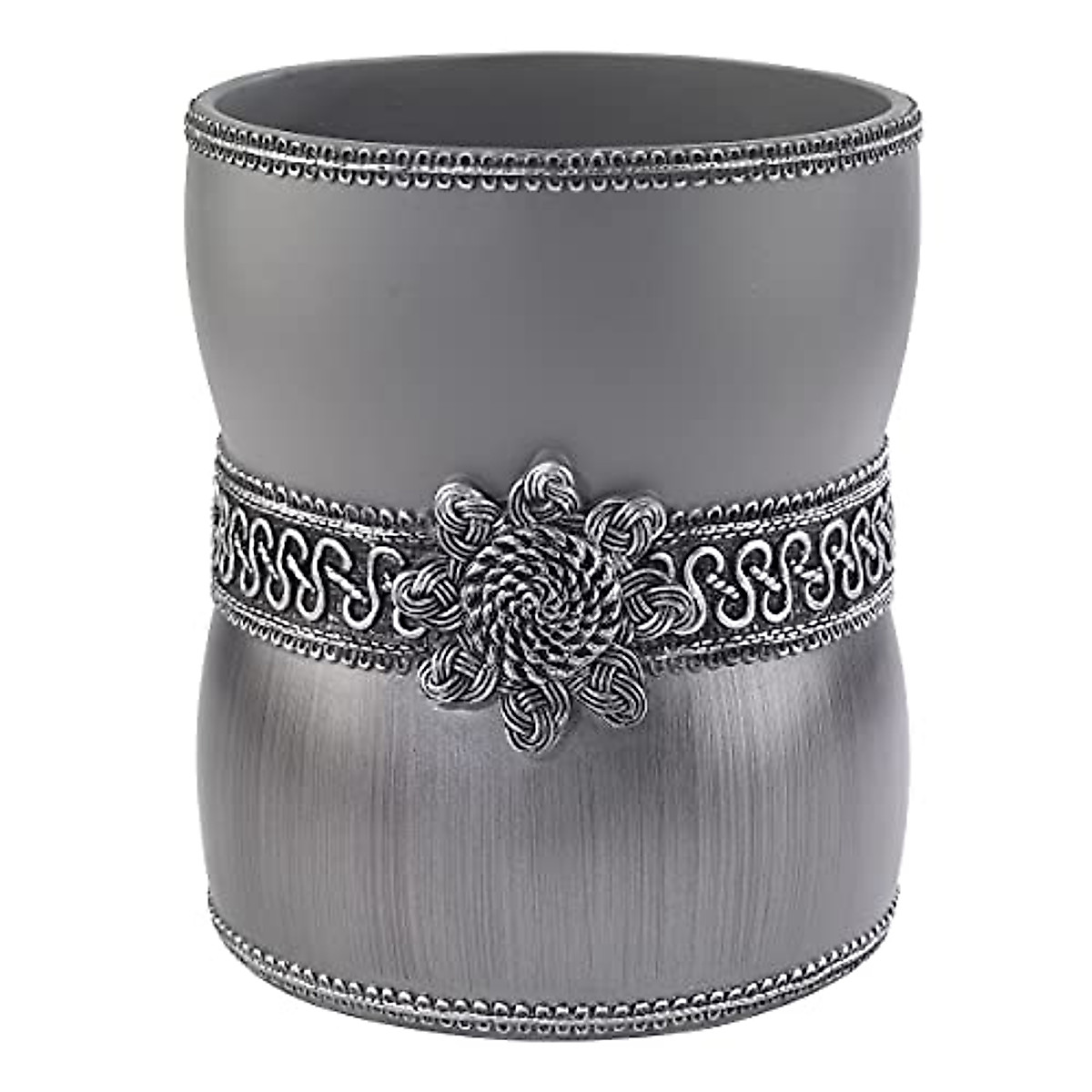 Avanti Linens - Wastebasket, Decorative Trash Can, Stylish Home Decor (Braided Medallion Collection, Granite)