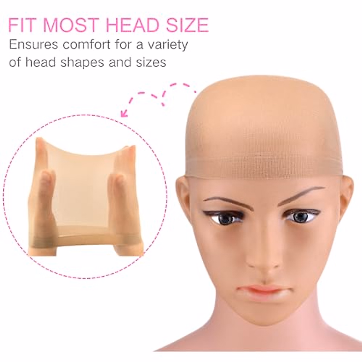 OSCCI Brown Stocking Wig Caps 2 Pieces Stretch and Breathable Nylon Wig Cap Suit for Women and Men (2 Caps)