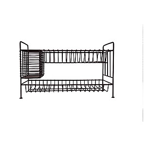 Creative Co-Op 2-Tier Metal Dish Rack with Utensil Compartment