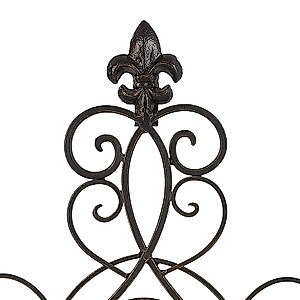 Retrome 28" H Metal Cross Wall Decor for Home, Fleur-De-Lis Accents, Dark Bronze