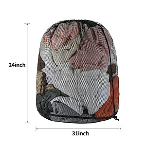 Mesh Laundry Bag - With Drawstring Closure 31×24 Inch Large Laundry Bag Ideal Machine Washable Mesh Laundry Bag for Factories,College,Dorm and Apartment Dwellers (Black,2Pcs)