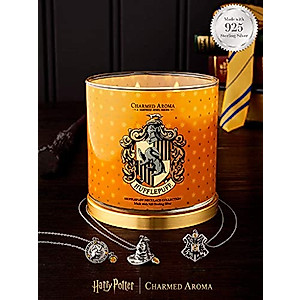 Charmed Aroma Harry Potter Scented Candle, Hufflepuff Hogwarts House, Jar Candle with Surprise Necklace Inside, Jewelry Candle for Women, Home Décor Accessories Gift