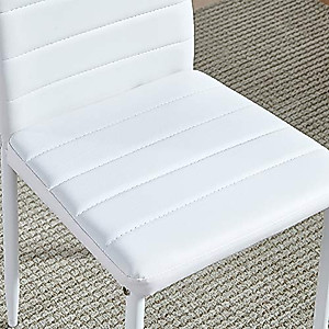 IDS Online Modern Faux Leather with Metal Legs High Back Padded Seat Chair for Kitchen, Dining Living Room, Restaurant, Single, White