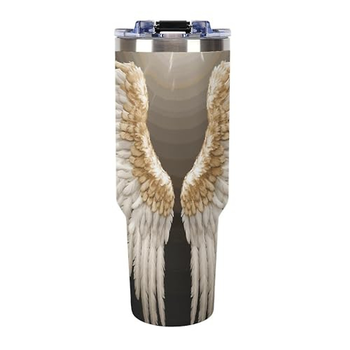 NVBSKKDH Angel Wing 40 Oz Stainless Steel Tumbler with Handle & Straw Double-Walled Vacuum Insulated Travel Mug for Hot/Cold Drinks, Reusable Thermal Cup for Car Cup Holder