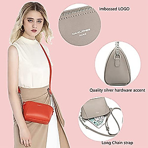 DAVID - JONES INTERNATIONAL. Lightweight Crossbody Phone Bag for Women, Small Shoulder Bag Cell Phone Wallet Purses and Handbags with Chain Strap,Vegan Leather Camel Purse