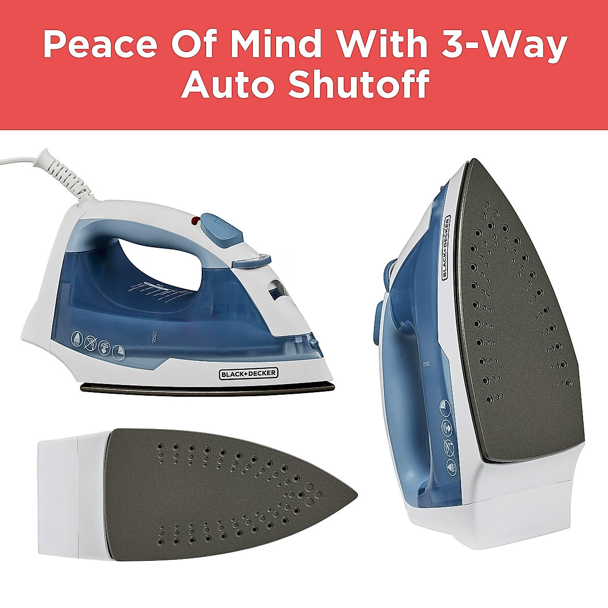 BLACK+DECKER Easy Steam Compact Iron, IR40V , Blue