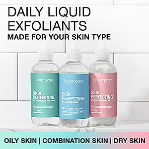 Neutrogena Skin Perfecting Daily Liquid Facial Exfoliant with 7% AHA/PHA Blend + HA to Smooth, Exfoliate & Replenish Dry Skin, Leave-On Face Exfoliator, Oil- & Fragrance-Free, 4 fl. oz
