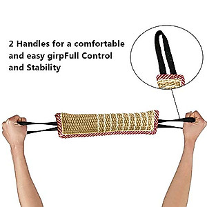 Dog Tug Toy, Dog Bite Jute Pillow Pull Toy with 2 Strong Handles, Perfect for Tug of War, Puppy Training Interactive Play, Durable Bite Training Toys for Medium to Large Dogs (Black)