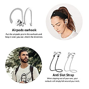 Black for Airpods Pro Case Set,14 in 1 Silicone Airpods Pro Cover Accessories Set for Apple Airpods Pro with EarTips/EarHook/Earbuds Case/Watch Band Holder/Anti-Lost Strap/Keychain