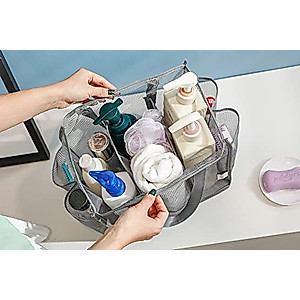 Jelier Mesh Shower Caddy Tote Basket,Hanging Portable Toiletry Bag for Bathroom Accessories (blue)