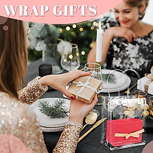 NEXXXI Clear Gift Bags with Handle, 55 Pack Plastic Bags Small Gift Wrap Tote Bags for Weddings, Parties, and More, 5.9 x 5.1 x 2.7 Inches